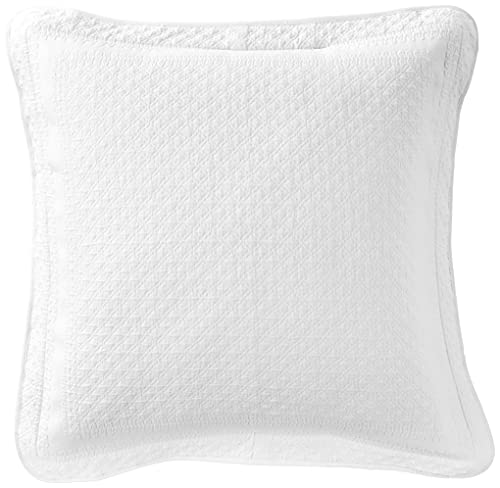 HISTORIC CHARLESTON King Charles Classic European Matelasse Cotton Decorative Pillow Case, Euro Sham (26" x 26"), White