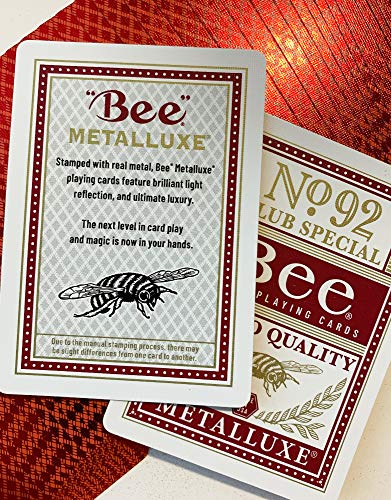 bee MetalLuxe™ Playing Cards - Red Foil Diamond Back, Standard Index