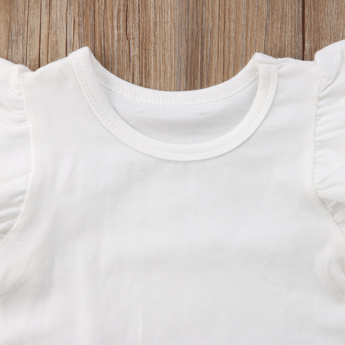 Mubineo Toddler Baby Girl Basic Plain Ruffle Sleeve Cotton T Shirts Tops Tee Clothes (White, 3-4T)