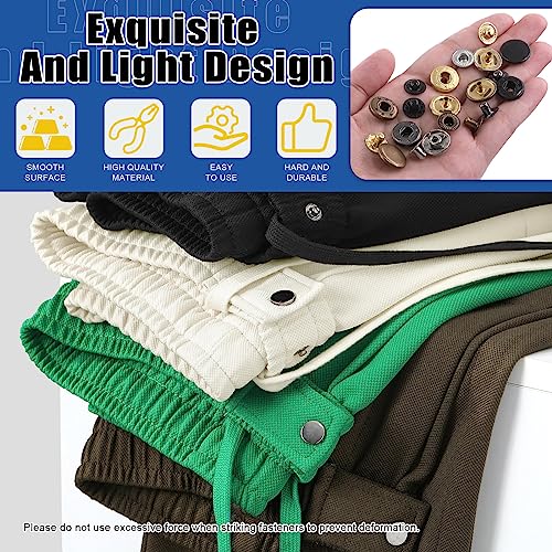 Glarks 60 Sets Leather Snap Fasteners Kit, 15mm 6 Colors Metal Snap Buttons Press Studs with 7Pcs Setting Tools, Hammer, Grease Pencils and Tape Measure for DIY Leather Craft, Clothes, Bags