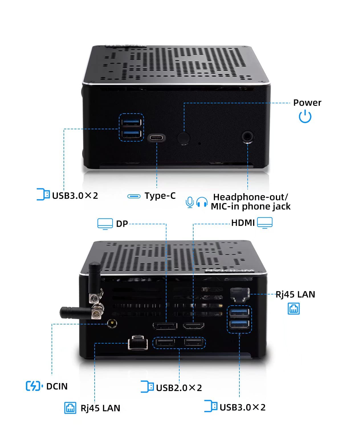 Mini PC with Win11 OS, 6Core Core i9-8950HK Mini Computer, 32G DDR4 RAM+512GB NVME SSD+1TB HDD, WiFi6, BT5.2, Gigabit Ethernet, HDMI&DP Ports Support Dual Display, Mounting Bracket, Auto Power On