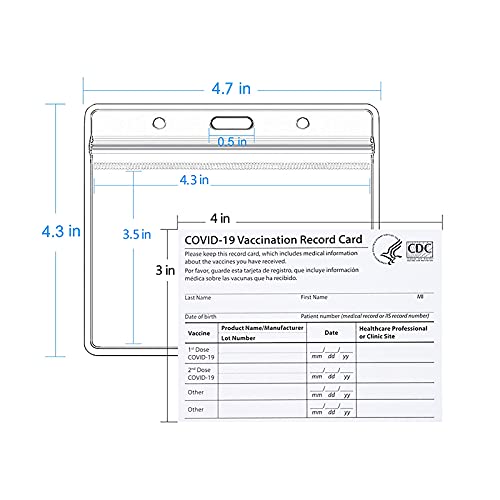 3 Pack CDC Vaccine Card Holder, Card Protector, Immunization Record Card Sleeves, Suitable for 4 x 3 Vaccination Cards, Vinyl Plastic Clear Holders with Waterproof Zipper
