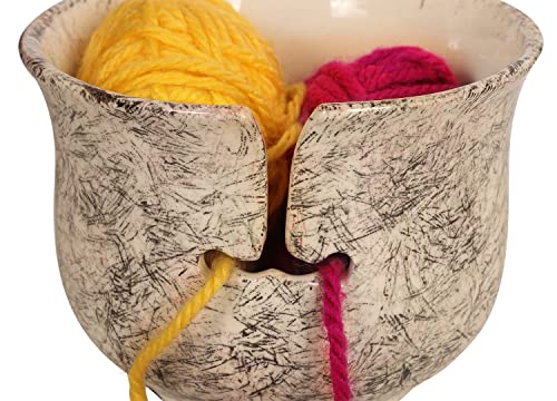 ABHANDICRAFTS XXL Large Ceramic Knitting Yarn Bowl for Crochet Storage Bowl Designed with Multi Color Hand Painting