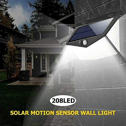 208 LED Outdoor Solar Lights, Motion Sensor Lights, 3 Lighting Mode, 270° Wide Angle, Waterproof and Durable, Easy to Install, for Home Garden Garage Yard Deck