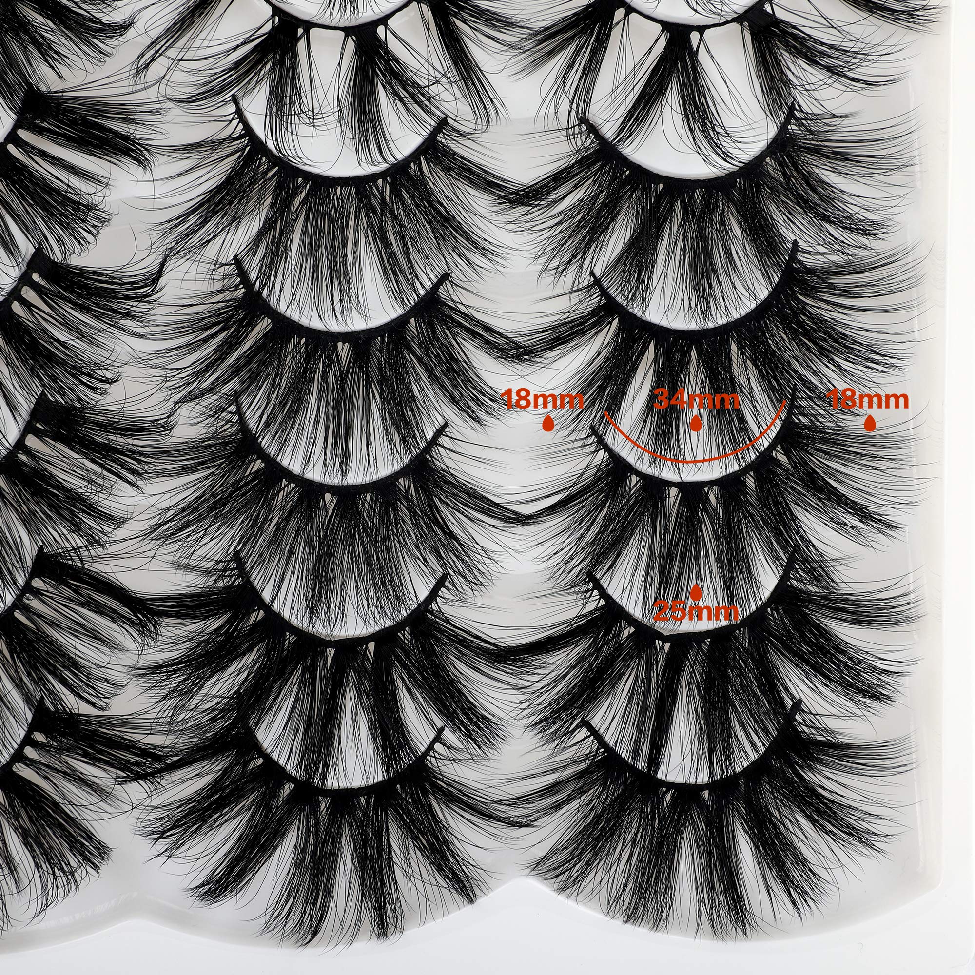 25MM Eyelashes Faux Mink, Calphdiar Fluffy Volume 5D False Eyelashes, Long Dramatic Lashes 20 pairs 4 styles
