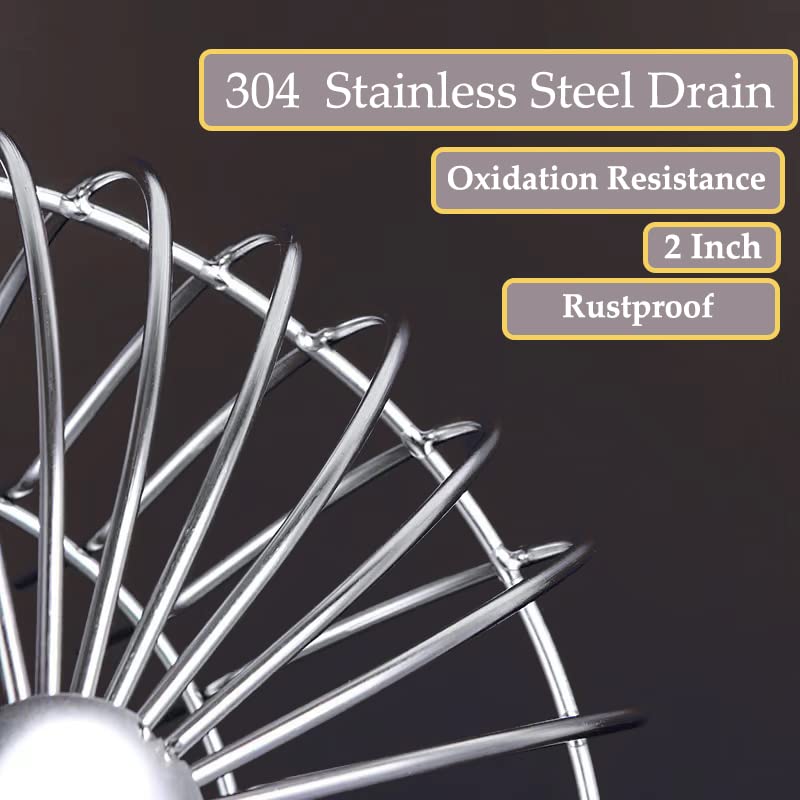 3 Inch Gutter Guard, 304 Stainless Steel Filter Strainer for Stops Blockage Leaves and Debris, Compatible with 2.8" ~3.8"Round Downspout, 2 Pack