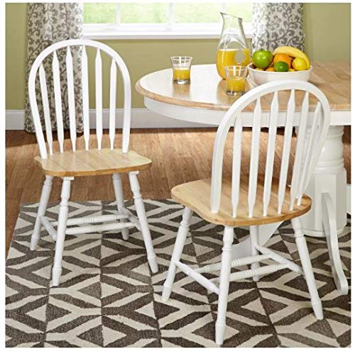 Target Marketing Systems, Inc. Set of 2 Carolina Windsor Classic Farmhouse Style Dining Chair (White/Natural)