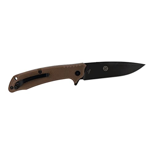 ABKT Desert Scavenger Elite Tactical Folding EDC Pocket Knife β 3.5 Inch Drop Point D2 Steel, Stone Washed Blade with Tan 4.5 Inch G10 Handle