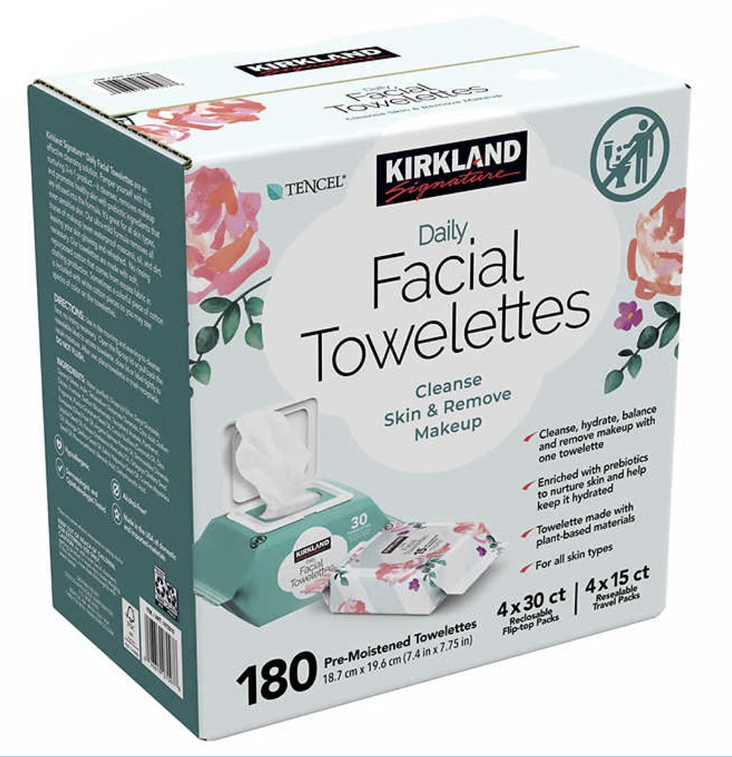 Kirkland Signature Daily Facial Towelettes, 180 Count