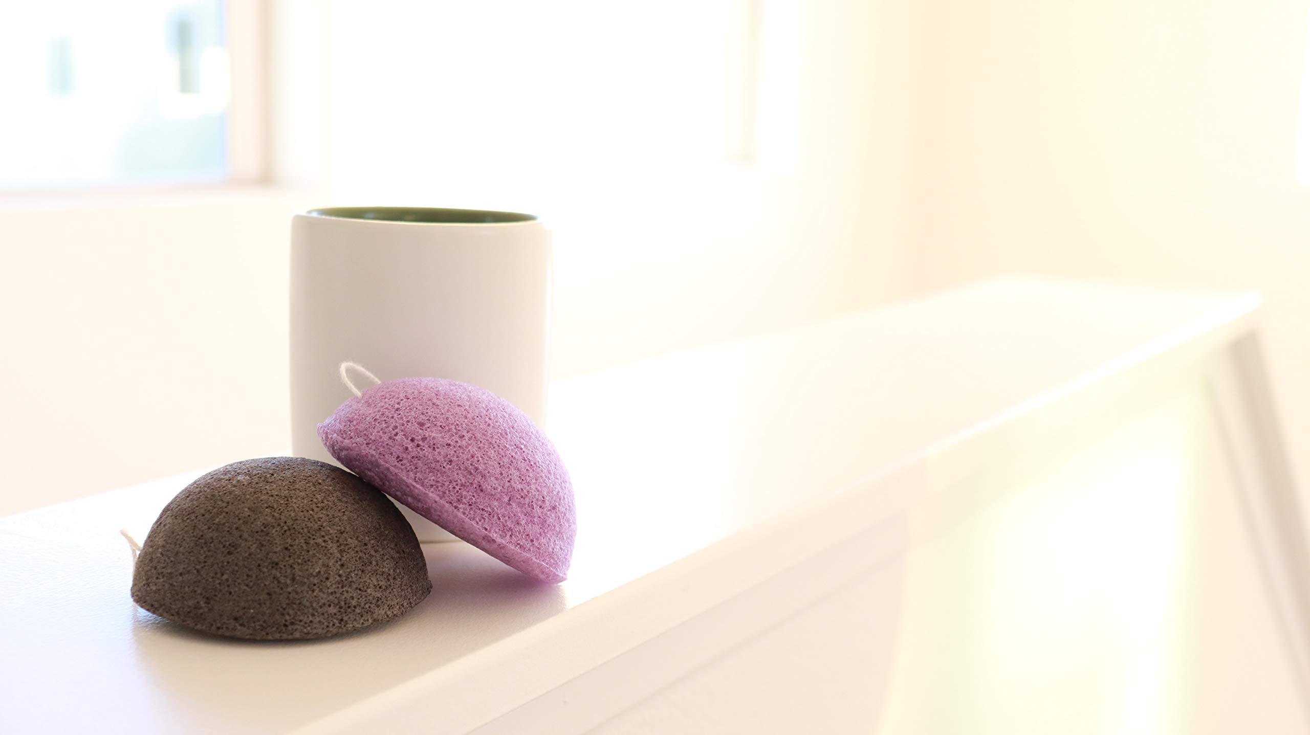 Organic Natural Facial Konjac Sponge and Face Scrubber - Buff Puff for Gentle Face Exfoliation Deep Pore Facial Cleansing Sponge β Aloe Vera, Activated Charcoal, Lavender, Turmeric β 4pc. Set