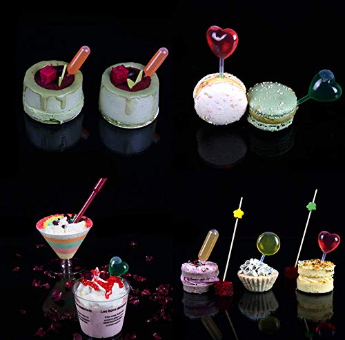 Yopay 300 Pieces Cupcake Pipettes Squeeze Dropper, 4ml Disposable Liquid Strawberry Transfer Injectors Pipettes Infusers for Chocolate, Moveland Cupcakes, (Heart Shape, Round, Rectangular), Clear