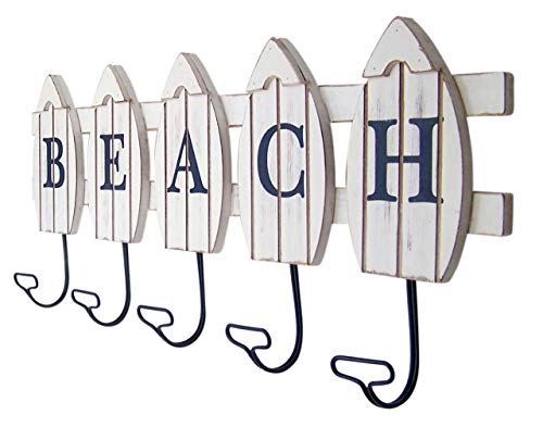 White Beach Wall Hooks for Towels, Coats, Coastal Beach House Decor, 2 Feet