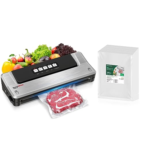 Bonsenkitchen Vacuum Sealer Machine with 200 Quart 8" x 12" Sealer Bags