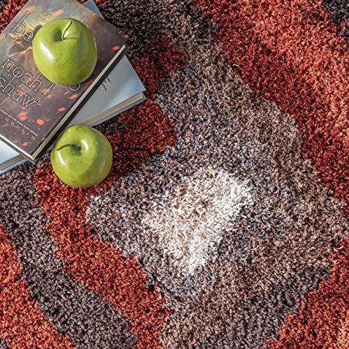 nuLOOM Alexia Abstract Diamond Shaggy Tassel Area Rug, 5' 3" x 7' 6", Multi