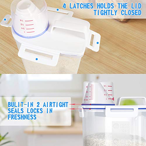 TBMax Rice Storage Container - 5 Lbs Flour Container Cereal Dispenser with Measuring Cup, Airtight Dry Food Container Bin for Kitchen Pantry Storage Organization