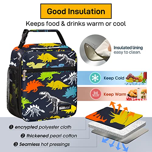 Buringer HOMESPON Reusable Lunch Bag Insulated Lunch Box Bento Cooler Tote with Front Pocket For Office/Outdoor (Color dinosaurs)