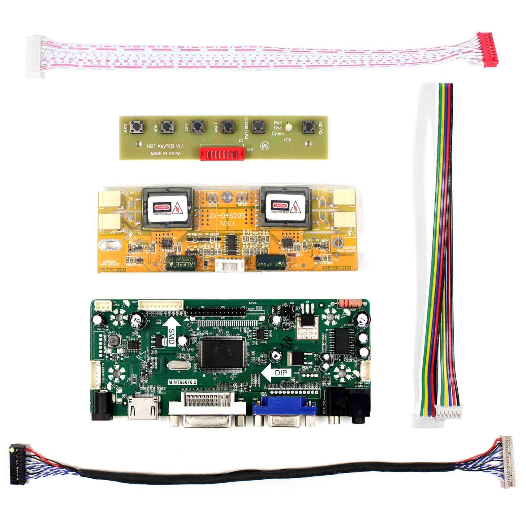 LCDBOARD 15" 1024x768 2Pin CCFL Backlight 20Pin LVDS LCD HDMI DVI VGA Audio Controlller Kit, Fit to LTM150XH LTA150B850F LQ150X1LW71N LQ150X1LW73