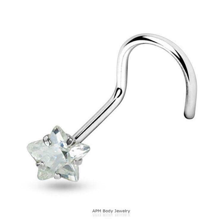 20G 3MM PRONG SET STAR GEM NOSE SCREW RING SURGICAL STEEL STUD NOSTRIL PIERCING Style 88888-301
