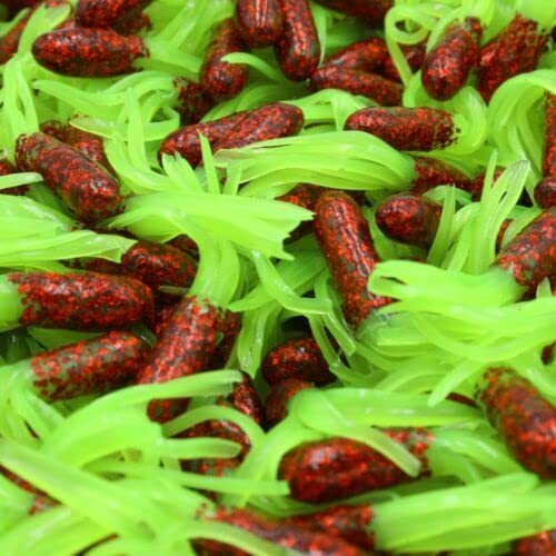40 pk 1.5" Scale Red/Chartreuse Crappie Fishing Tube Jig Skirts Bluegill Perch MS