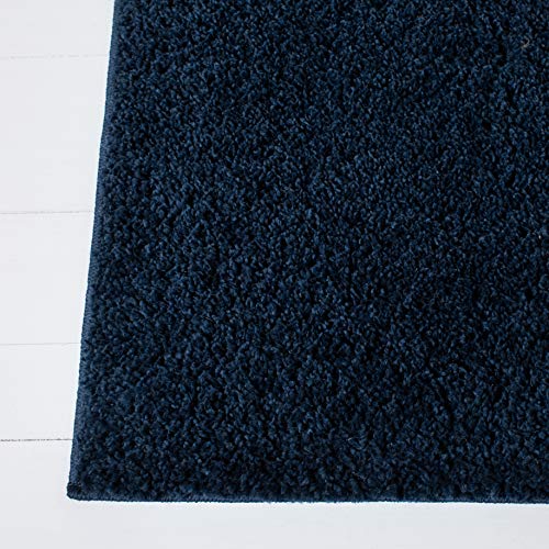 SAFAVIEH August Shag Collection 8' x 10' Navy AUG553M Solid Non-Shedding Living Room Bedroom Dining Room Entryway Plush 1.25-inch Thick Area Rug