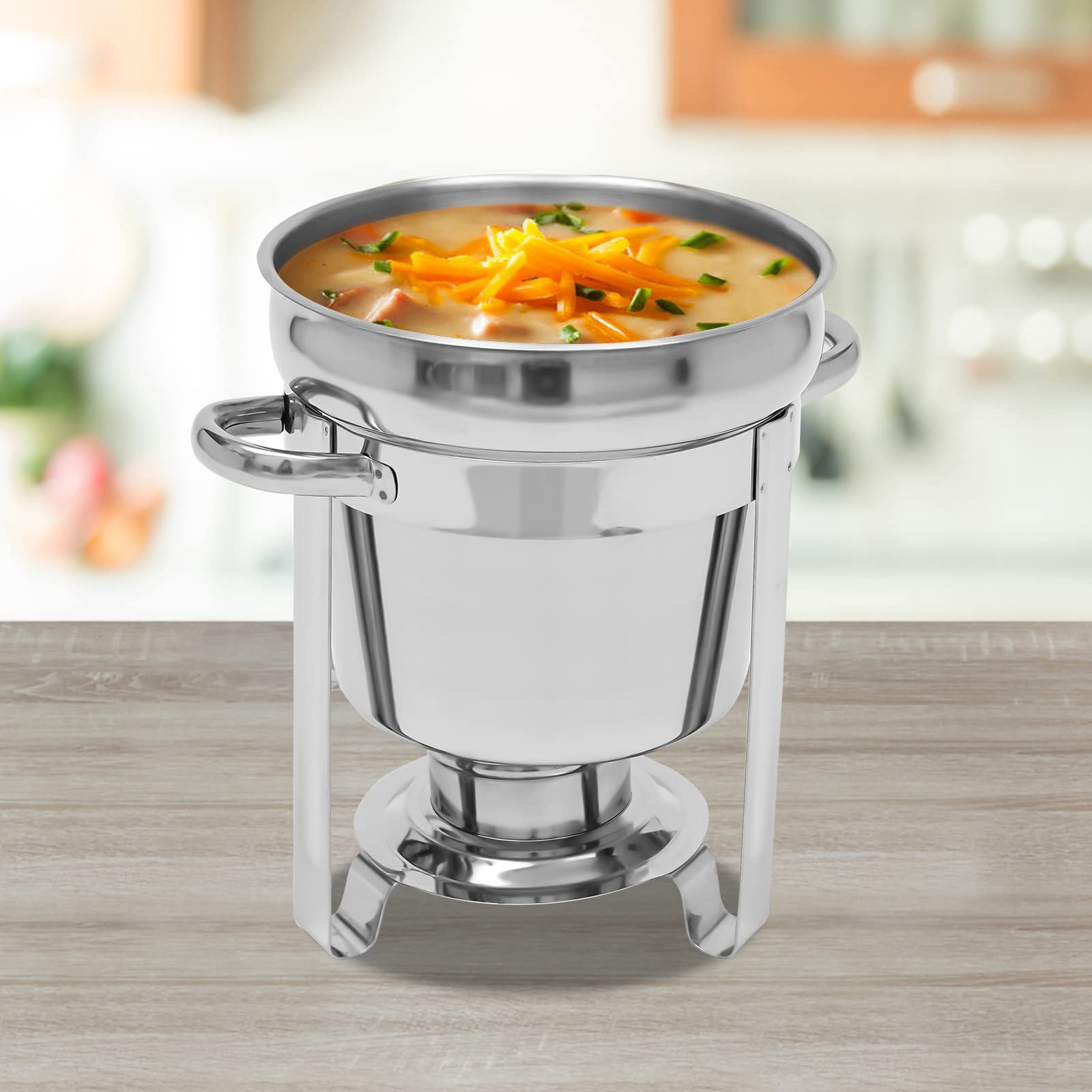 7L/7.4Qt Commercial Soup Kettle Warmer, Stainless Steel with Dish Buffet Server Food Warmer Chafing with Lid for Soup (Silver)