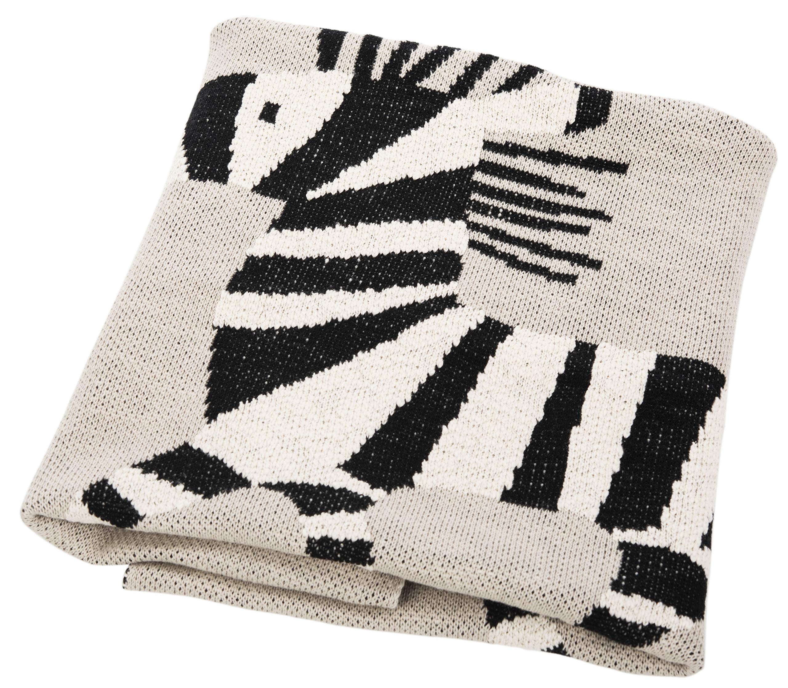 SAFAVIEH Baby Collection Zazu Zebra 32" x 40" Cotton Throw Blanket, Grey/Natural/Black