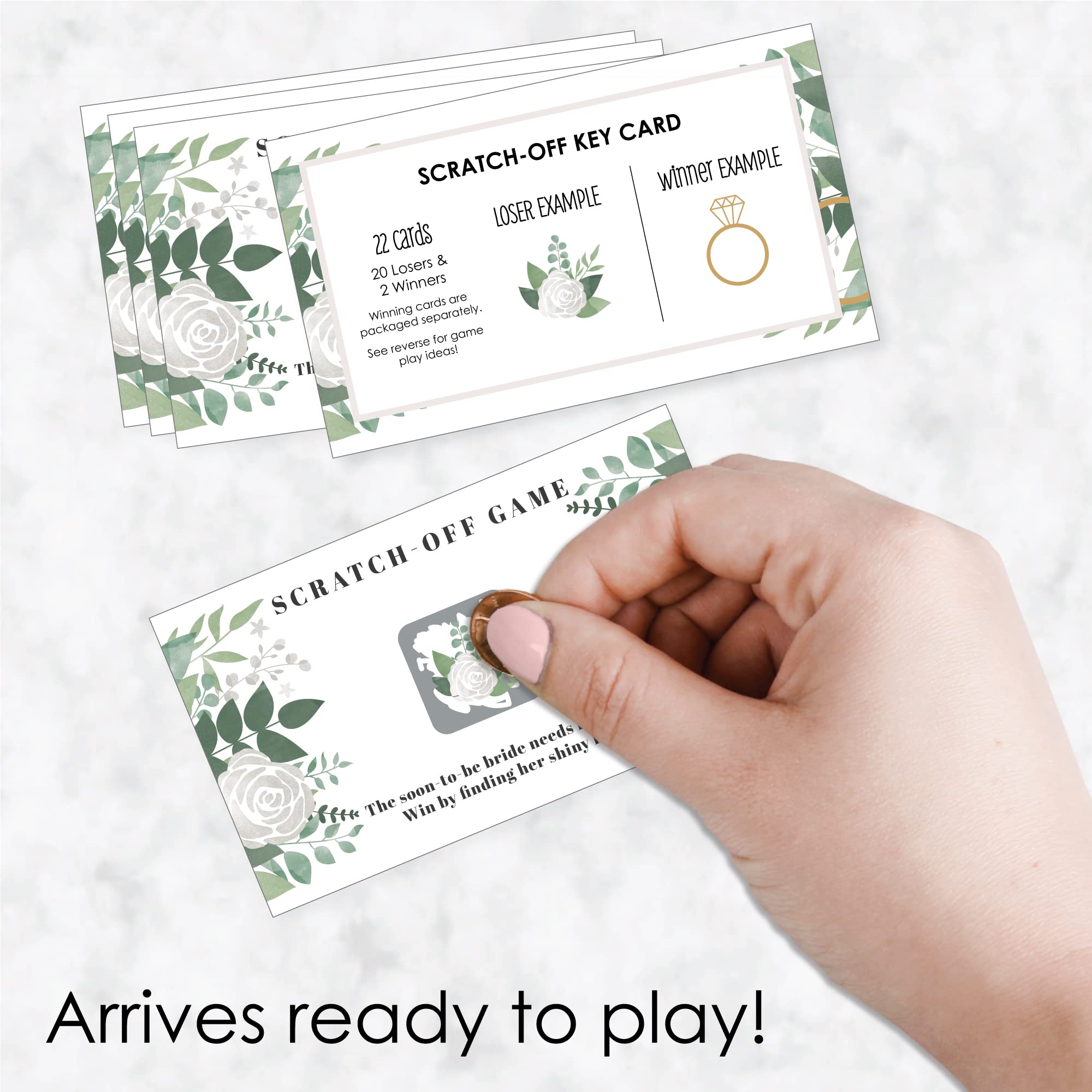 Big Dot of Happiness Boho Botanical Bride - Greenery Bridal Shower and Wedding Party Game Scratch Off Cards - 22 Count