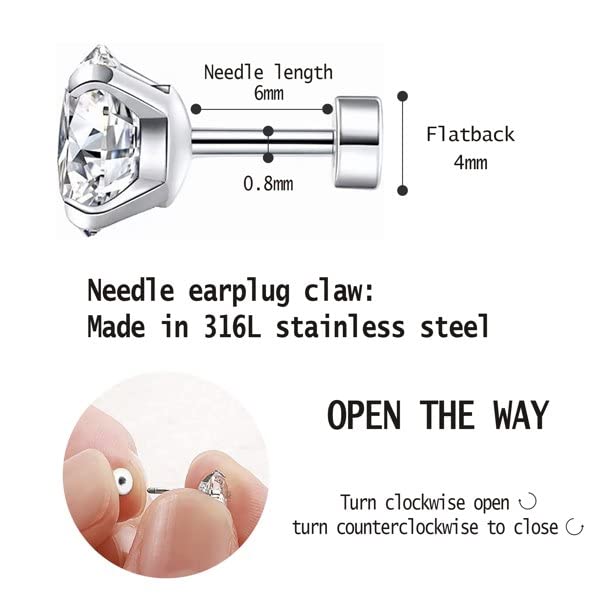 20G Small Cartilage Earrings Set for Women Surgical Stainless Steel, Screw Flat Back Mini Helix Earrings Tiny Hoops and Studs Earrings Set for Multiple Piercing Hypoallergenic, Pack of 10 Pairs ( 6/7/8/9/10mm Silver Hoops & 2mm CZ Studs)