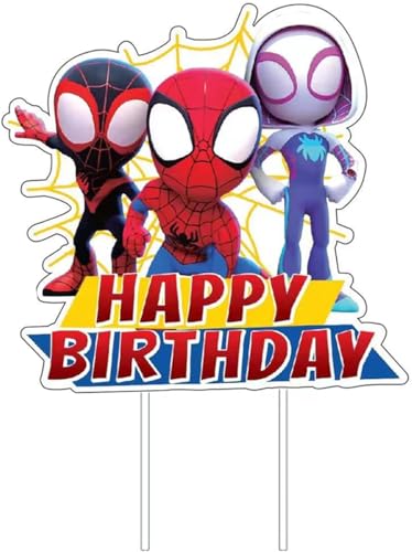 25PCS Spidey and His Amazing Friend Cup Cake Topper for Kids Birthday Superhero Themed Cake Decorations