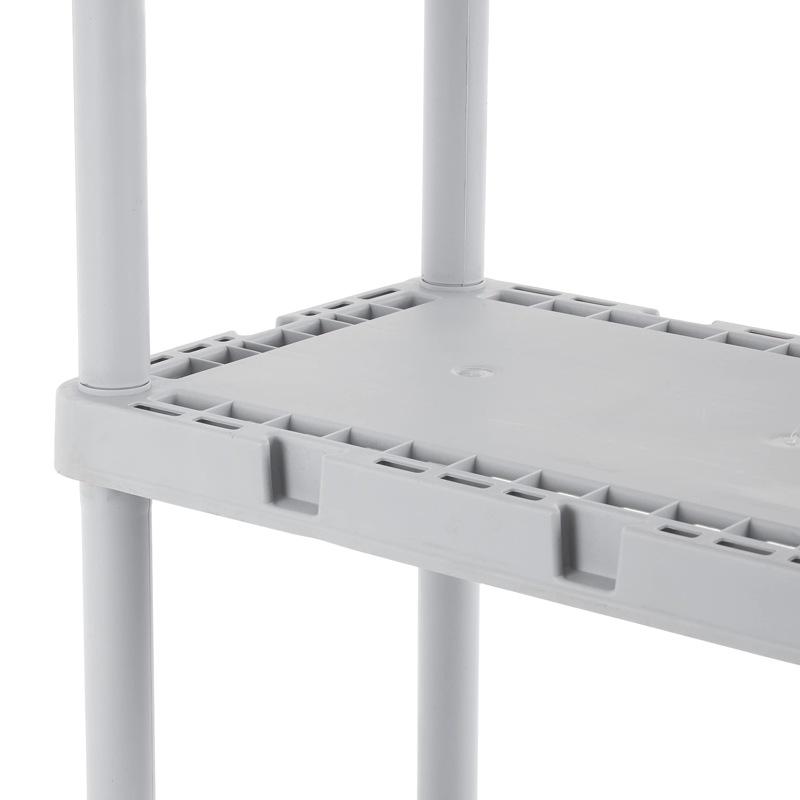Gracious Living 4 Shelf Knect-A-Shelf Ventilated Light Duty Storage Unit Organizer System for Home, Garage, Basement, and Laundry, Gray.