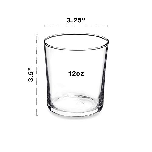 Bormioli Rocco Bodega Collection Glassware β Set Of 12 Medium 12 Ounce Drinking Glasses For Water, Beverages & Cocktails β 12oz Clear Tempered Glass Tumblers