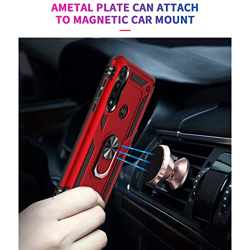 TJS Compatible with Motorola Moto G Power (2020) Case, with [Tempered Glass Screen Protector] Defender Metal Ring Magnetic Support Kickstand Heavy Duty Drop Protector Cover Phone Case (Teal)