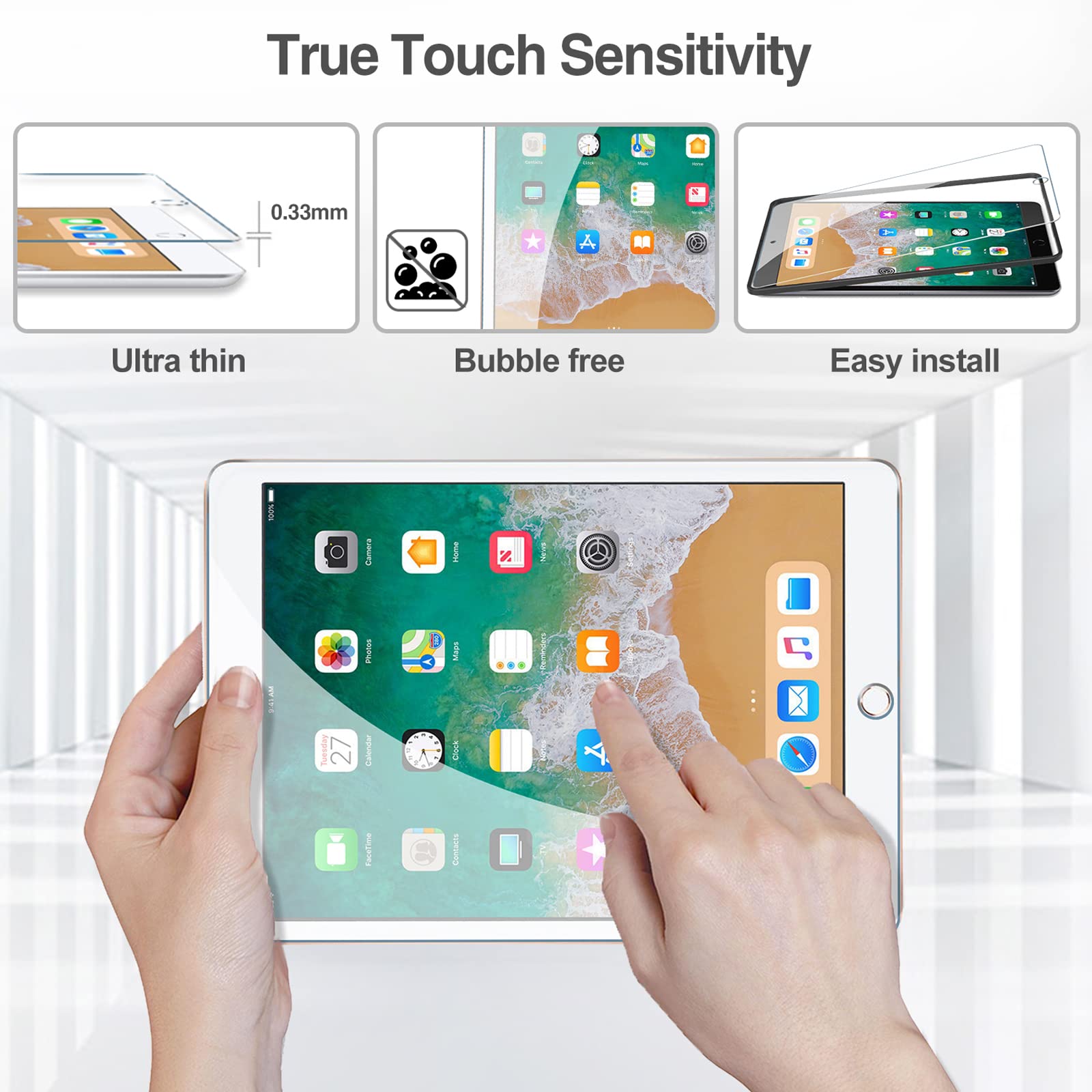 ProCase 2 Pack Screen Protector for 9.7" iPad 6th 5th / iPad Pro 9.7 2016 / iPad Air 2 / iPad Air 1, Tempered Glass Film Guard for iPad 6 5 2018 2017, iPad Air 2nd 1st 2014 2013