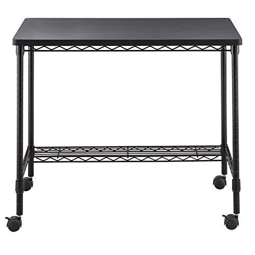 Safco Products Home Office Computer Wire Desk, Steel Frame, Melamine Top, Wheeled or Stationary Base, Great for Apartments and Dorms, Black
