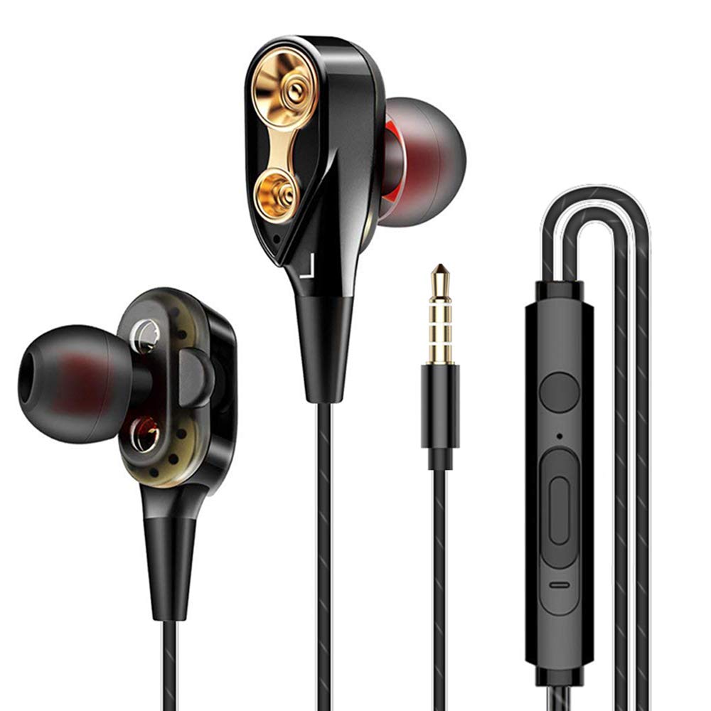 Wired Earbuds in Ear Headphones with Microphone, 3.5mm in-Ear Headset Earphones, Volume Control Sport Gaming Headset for iPhone Xiaomi Samsung Huawei, Computer, Laptop, PC (Black)