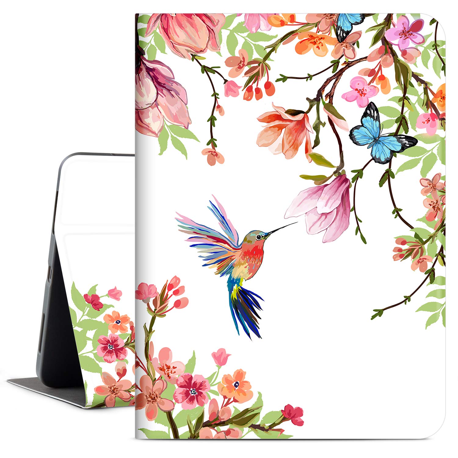 Case for iPad Air 11-Inch 2024, Case for iPad Air Case 5th/4th Generation 10.9 Inch, Case for iPad Air 11 Multi-Angle View Shockproof Case with Adjustable Stand Auto Wake/Sleep,Flowers Hummingbird