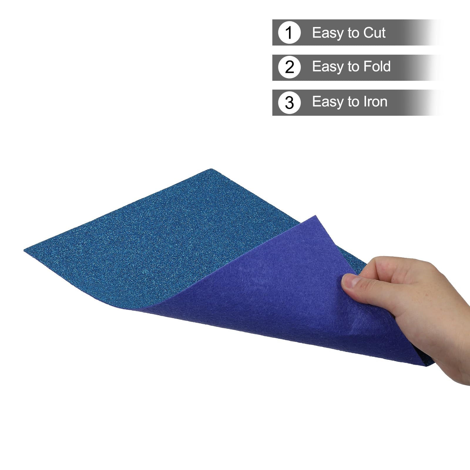 Rebower Glitter Soft Felt Fabric Sheets Acrylic Craft Sheets [for DIY Craft Hobby Hair Bow Costumes Decorations] - 11.8 x 7.8 Inch/Black / 6PCS