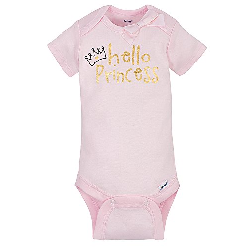 Gerber Baby Girls 5-Pack Short Sleeve Variety Onesies Bodysuits, Princess Crown, 0-3 Months