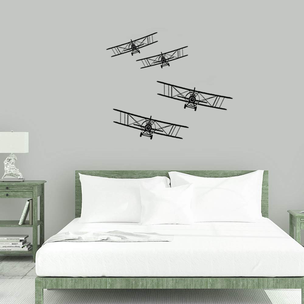 LELE LIFE 2Pcs Airplane Wall Sticker, Removable DIY Aircraft Wall Decal for Living Room Bedroom Home Decor, Art Mural for Kids Boys, Biplane