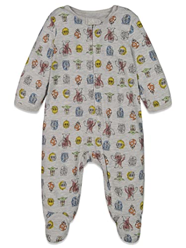 STAR WARS Baby Boys 2 Pack Sleep N' Play Footies Chewbacca Yoda R2-D2 3-6 Months