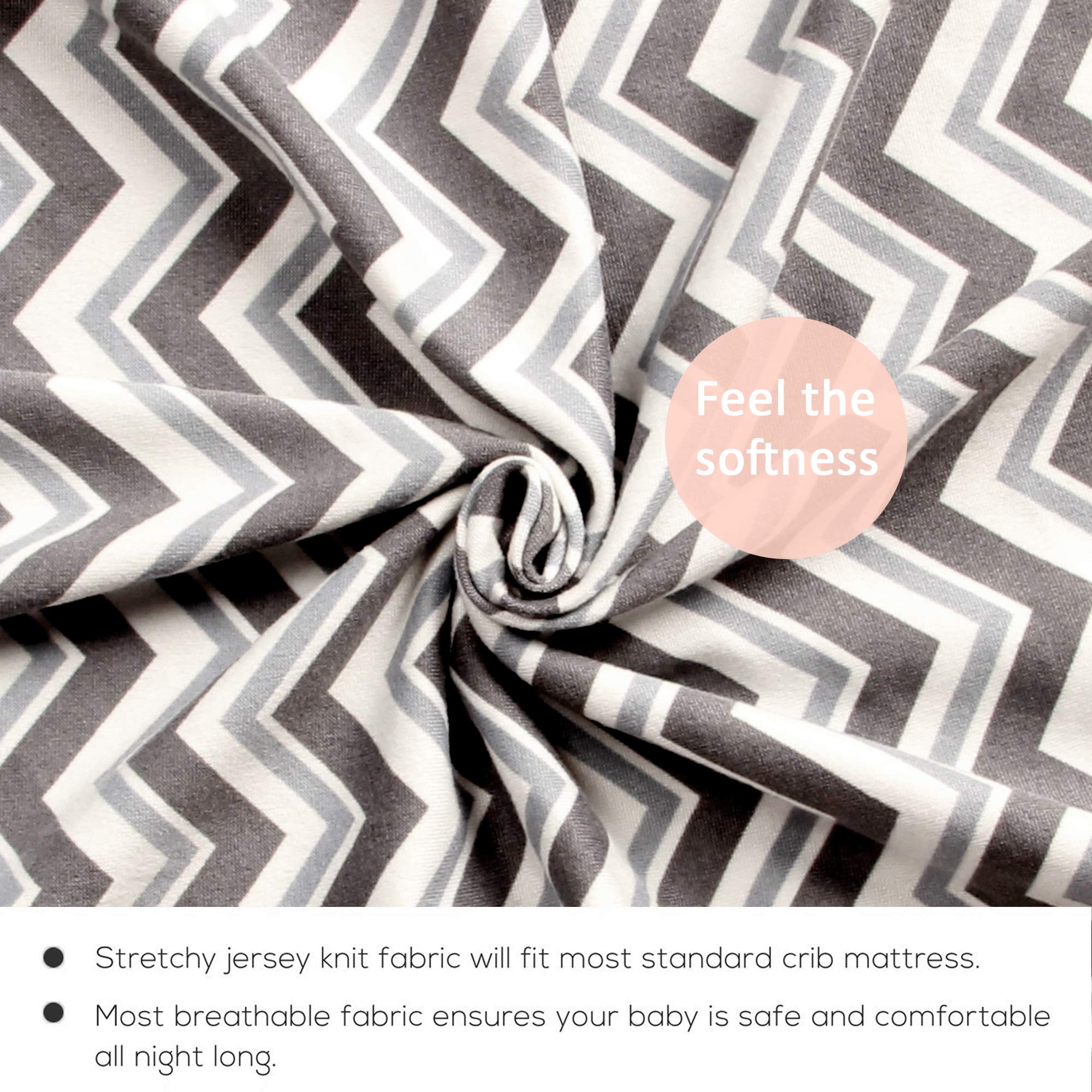 Youngever 2 Pack Portable Mini Crib Sheets, Pack n Play Stretchy Fitted Sheet, Convertible Playard Mattress Cover, Ultra Soft Material, Grey and Grey Wave