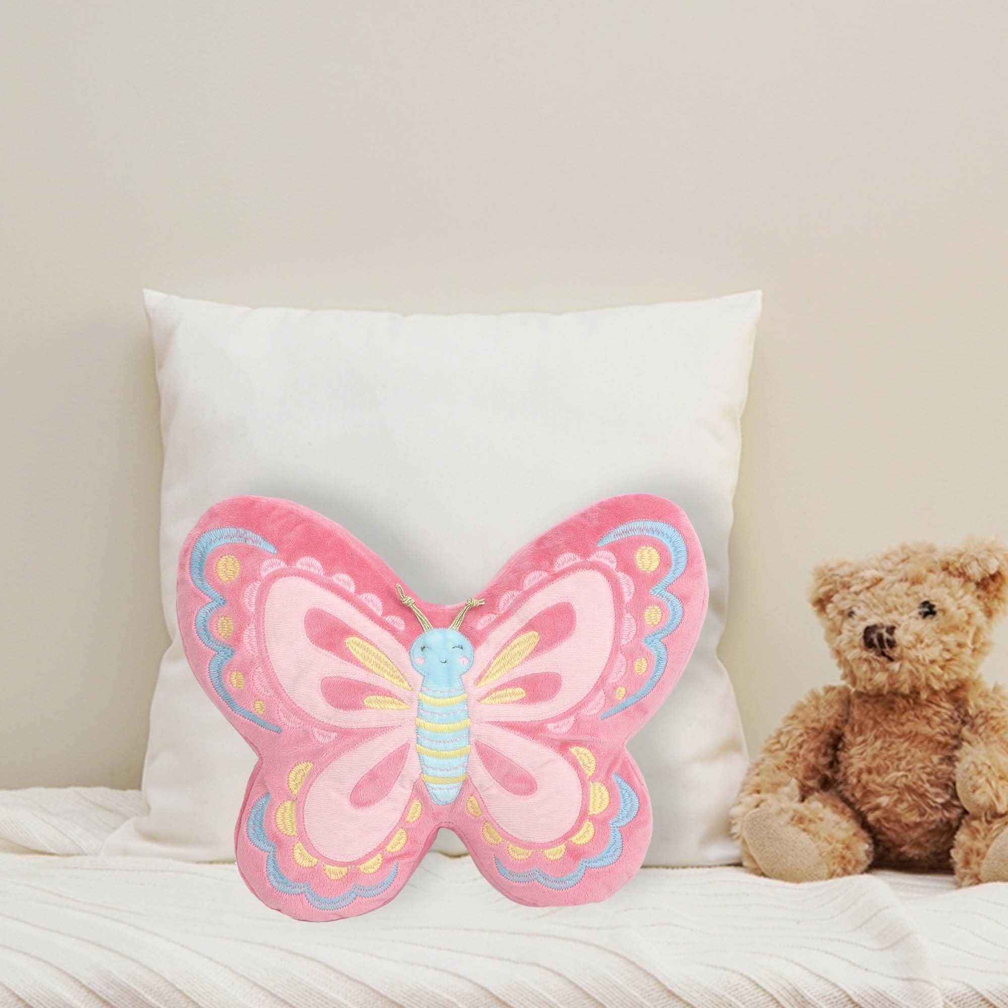 MON AMI Sparkle Butterfly Decorative Plush Throw Pillow - 12.5x10”, Soft Cushion, Stuffed Toy Décor Gifts for Kids of All Ages, Nursery Décor