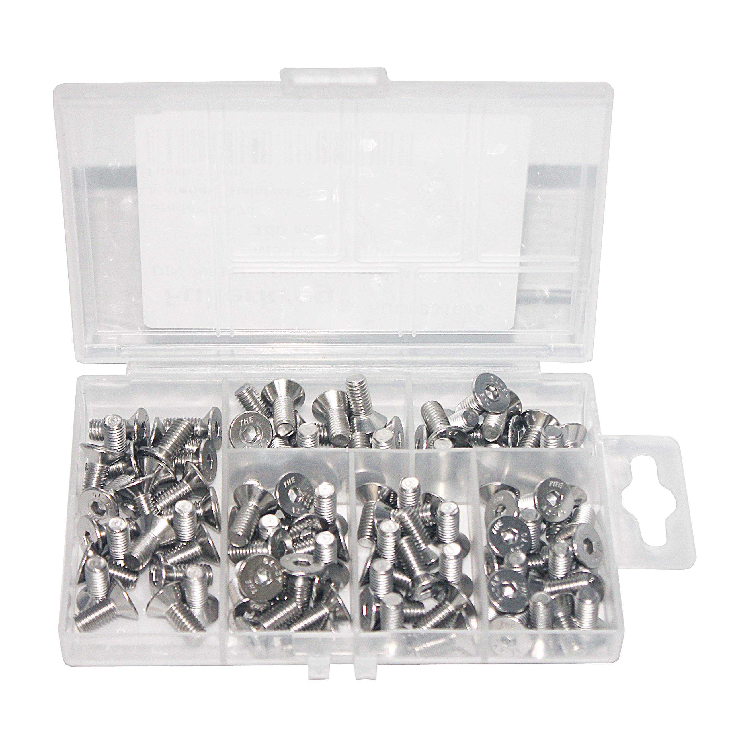 Fullerkreg 18-8 Stainless Steel Hex Drive Flat Head Screw M4 x 0.7 mm Thread, 8 mm Long,Packs of 100