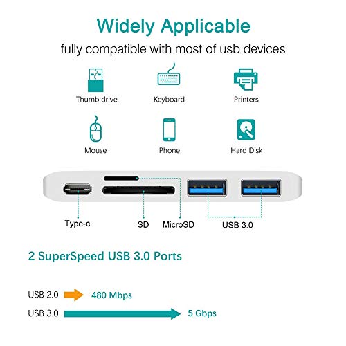 XUNMAIFHB Portable Docking Station,MacBook hub hub Converter USB-C to HDMI Splitter Type-c Docking Station Reader Type-c SD MicroSD USB3.0 Fast Transmission, Gray