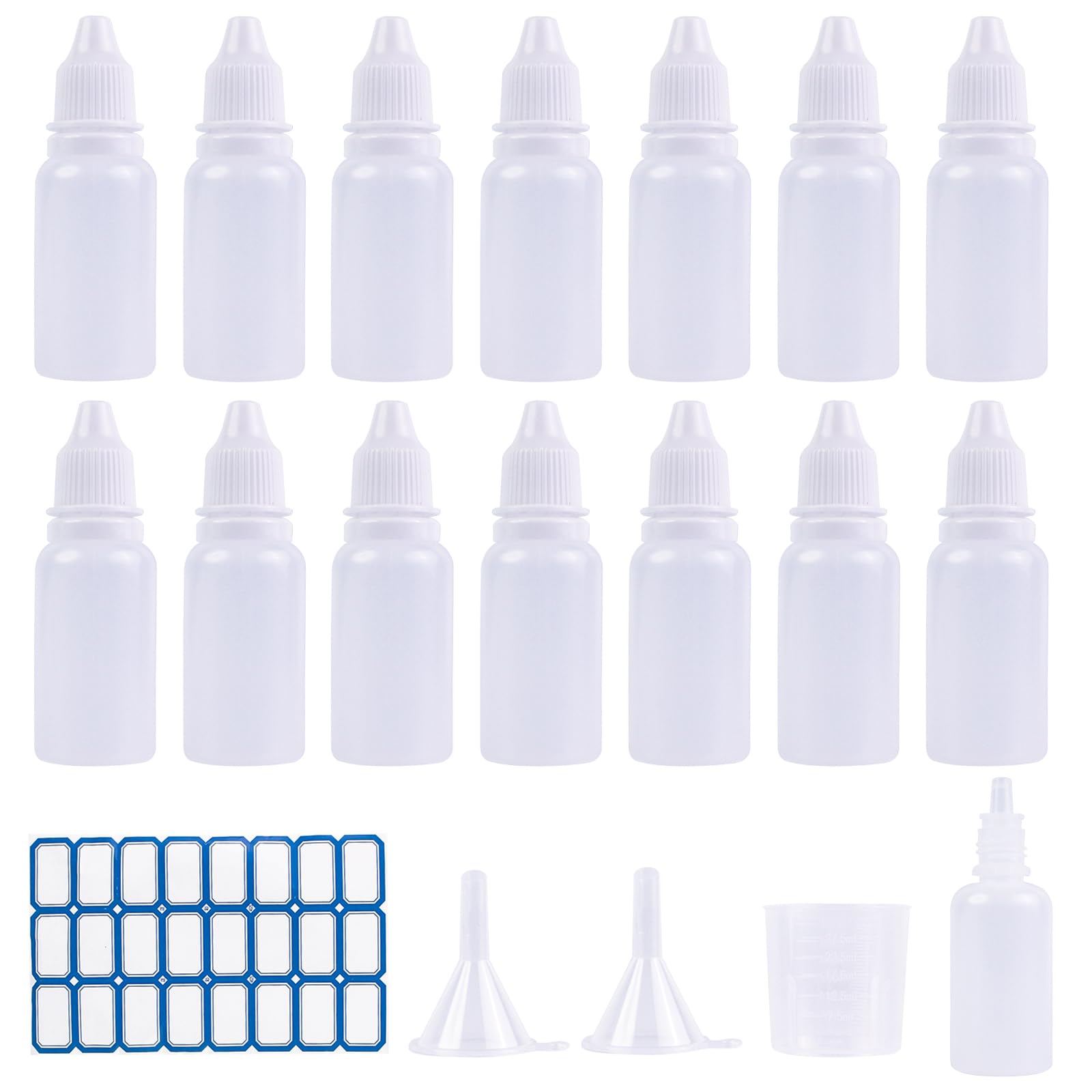 DHAIQC 15 Pcs 20ML Plastic Dropper Bottle, Plastic Empty Squeezable Eye Dropper Bottles Mini Squeeze Eye Liquid Dropper Bottle with Cap (20ml)