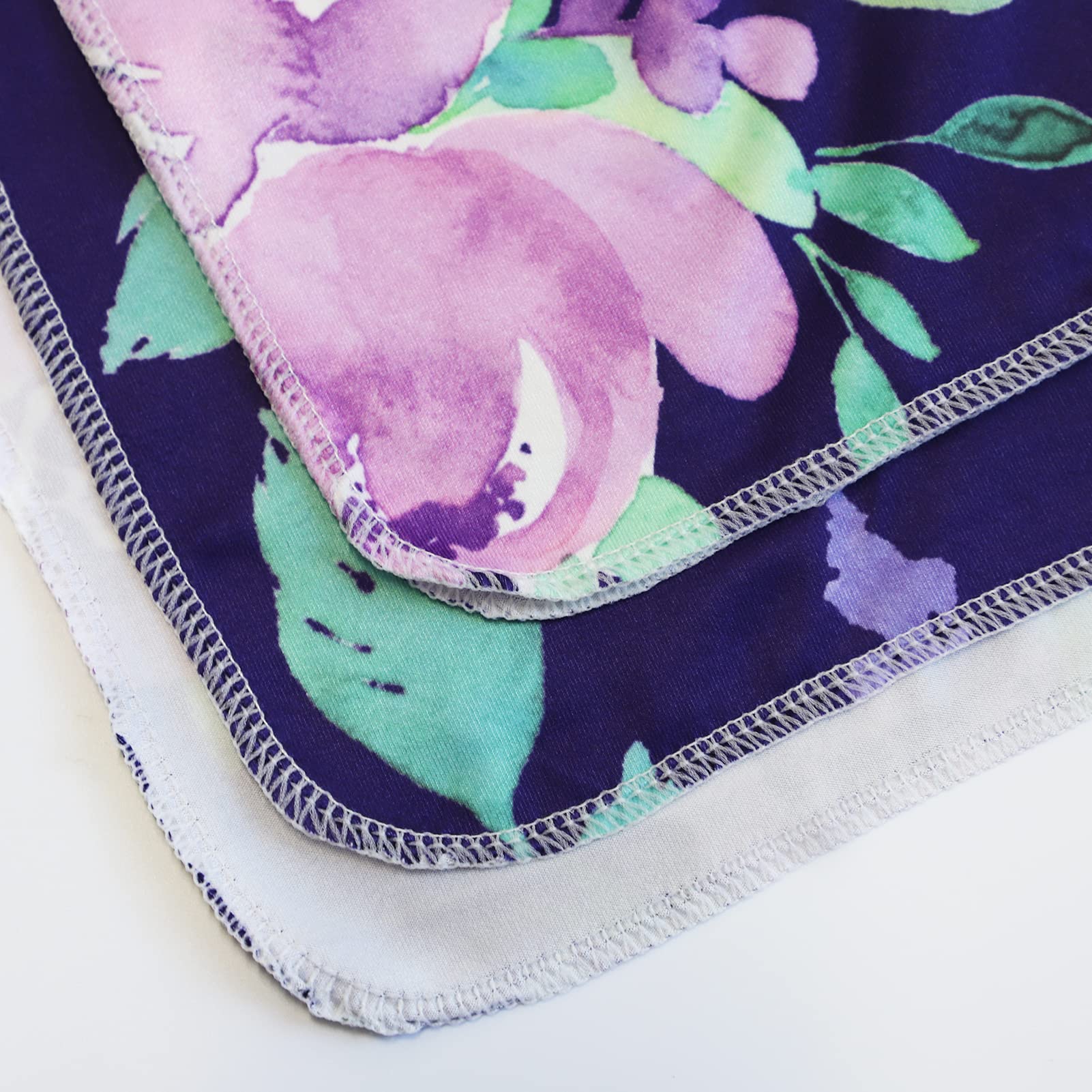 Newborn Swaddle Blanket with Beanie Set,Soft Stretchy Blanket for 0-3 Months Baby Boys and Girls(Purple Flower)