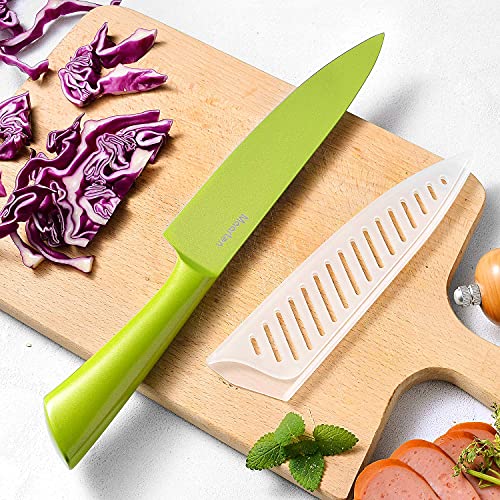 Maarten Kitchen Knives Set - 4 Piece Stainless Steel Chef Knife Set with Sheath - Boxed Knife Sets Gifts for Family (Green)