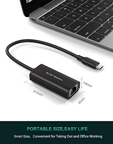 USB C to Ethernet Adapter, Morelecs USB C to Gigabit Ethernet LAN Network Adapter Ethernet to USB C Compatible with MacBook Pro/Air, Dell XPS,Surface Book 2, iPad Pro and More