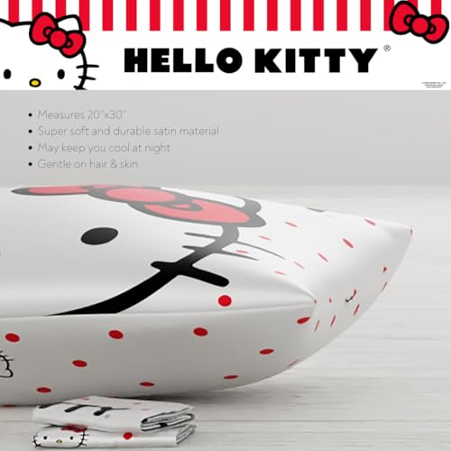 Hello Kitty Beauty Standard Beauty Silky Satin Standard Pillowcase Cover 20x30 for Hair and Skin, (Officially Licensed Product)