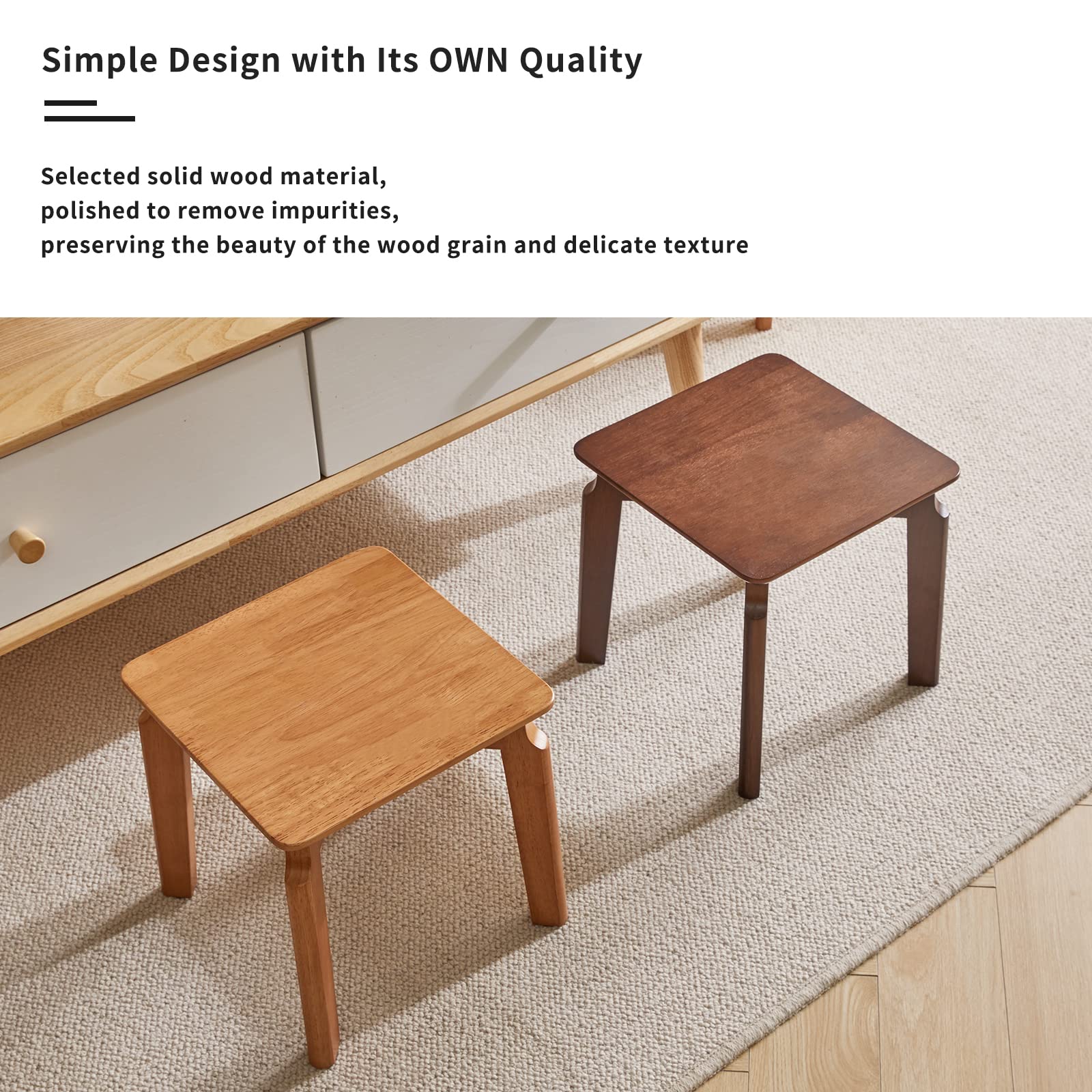 Aibiju Foot Stool 10inch, Mini Table Desktop Shelf, Wood Riser for Kitchen, Milking Stand, Toddler Step Stool, Small Short Stool, Holds up to 300lbs, Walnut Color SD-1002